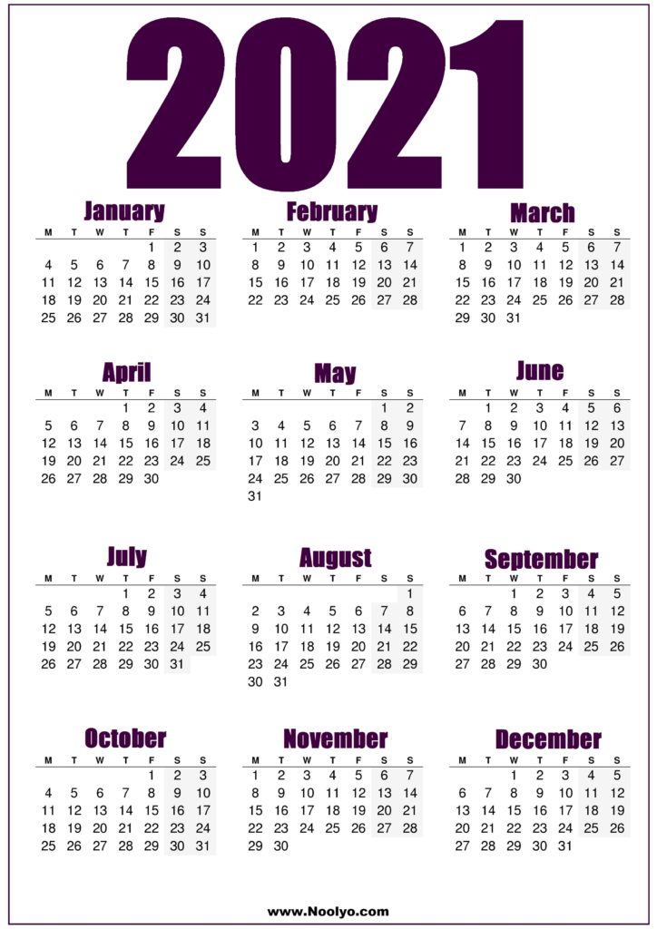 2021 Printable United Kingdom Calendar – Noolyo.com