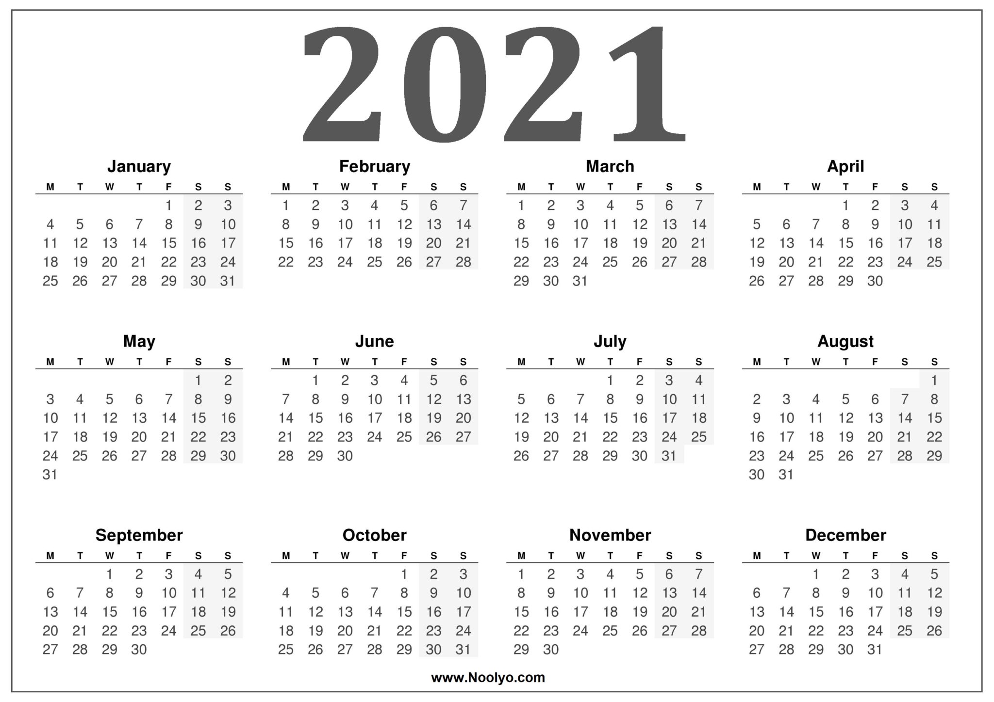 2021 UK Calendar Free Printable Calendar – Noolyo.com