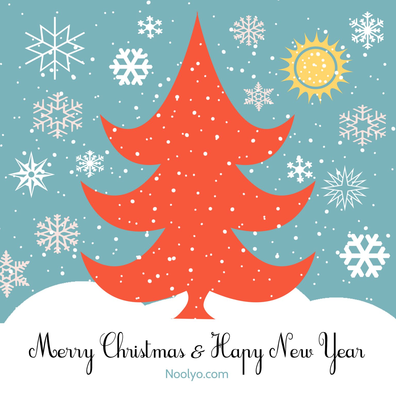 Merry Christmas Card – Printable, Free – Blue – Noolyo.com
