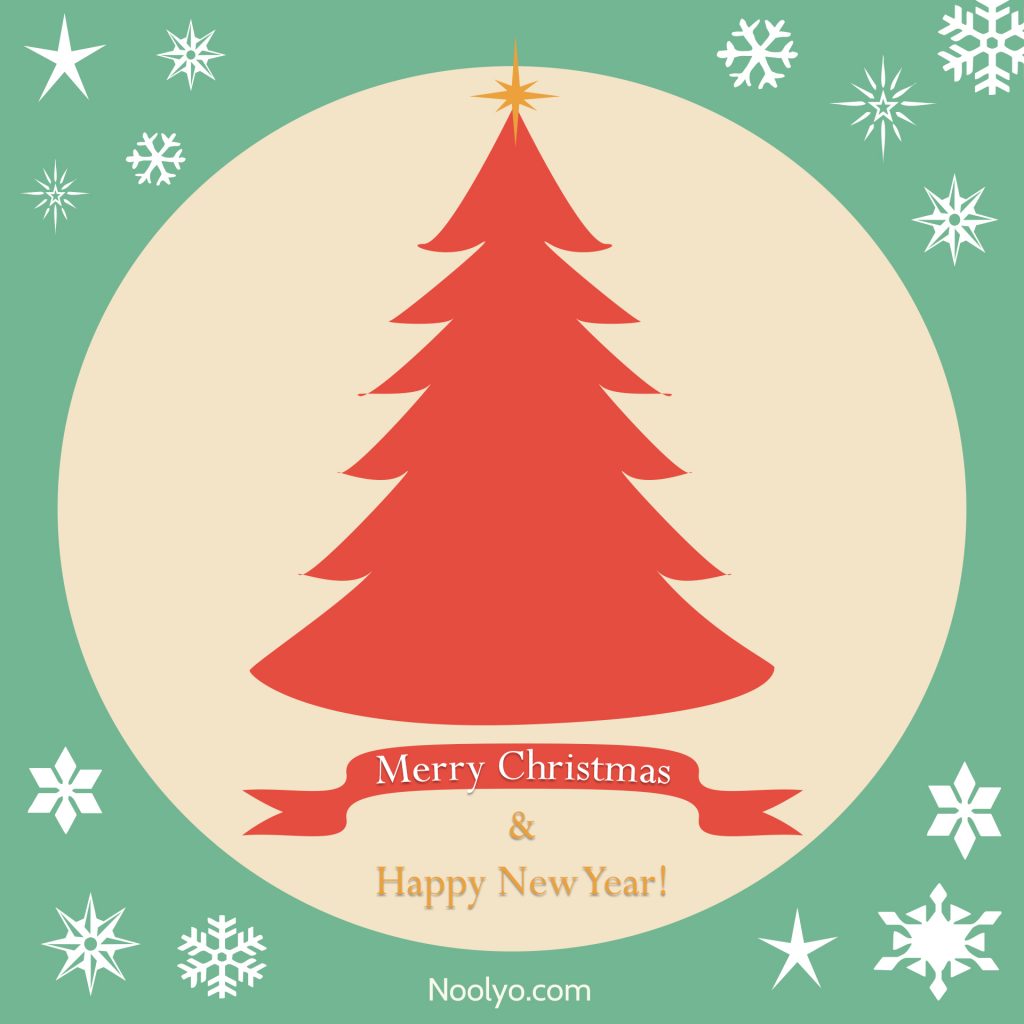 Merry Christmas Card – Printable, Free – Green Frame – Noolyo.com