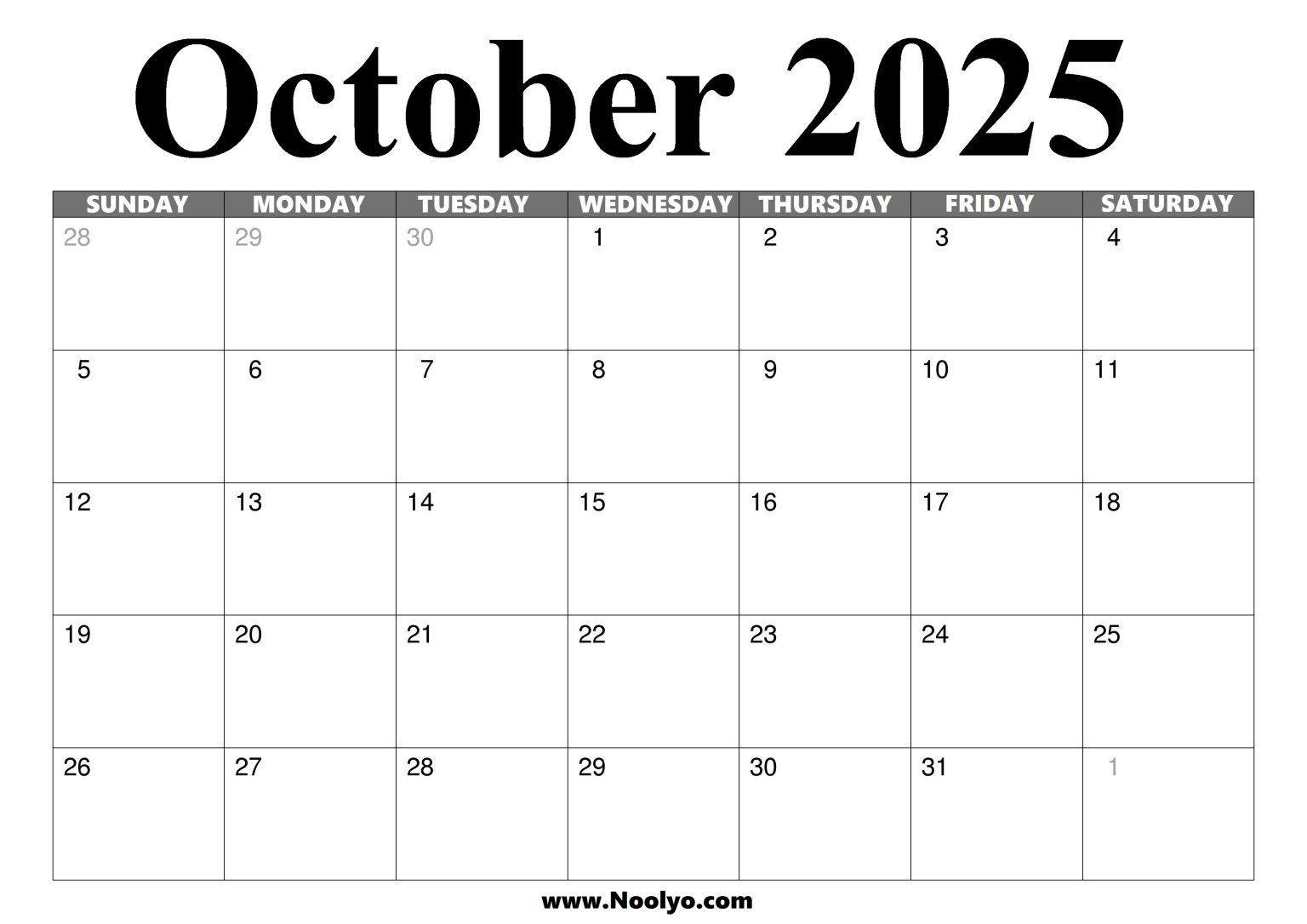 Year 2026 Calendar Printable A4 Size Free – Noolyo.com