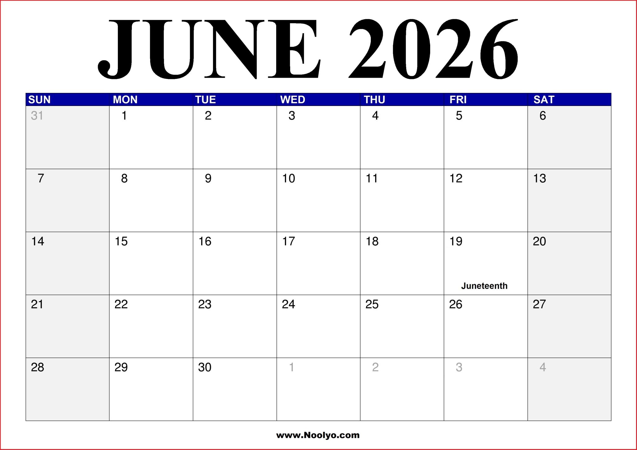 June 2026 Us Calendar Free Download Noolyo